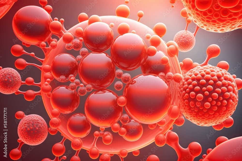 3d rendering, cells aesthetic medicine design of collagen and peptide ...