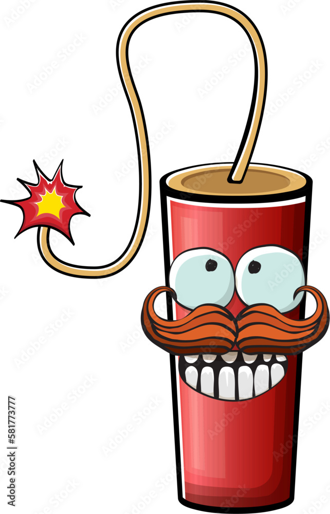 Cartoon burning dynamite characters isolated on white background. Funky ...