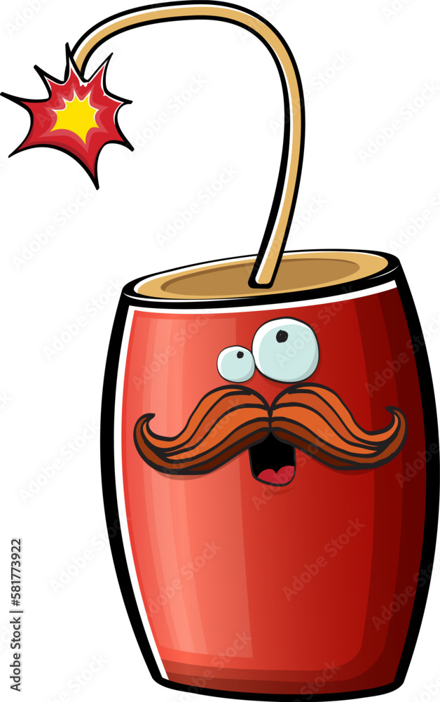 Cartoon burning dynamite characters isolated on white background. Funky ...