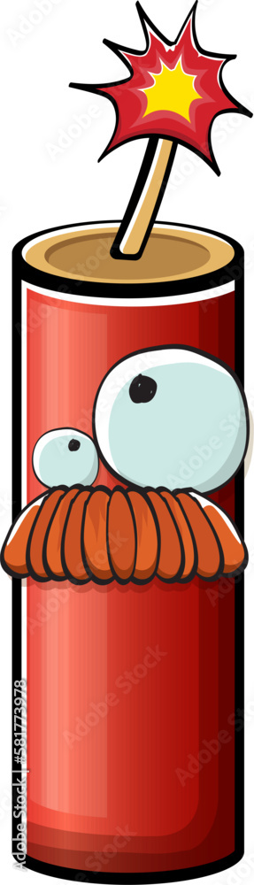 Cartoon burning dynamite characters isolated on white background. Funky ...