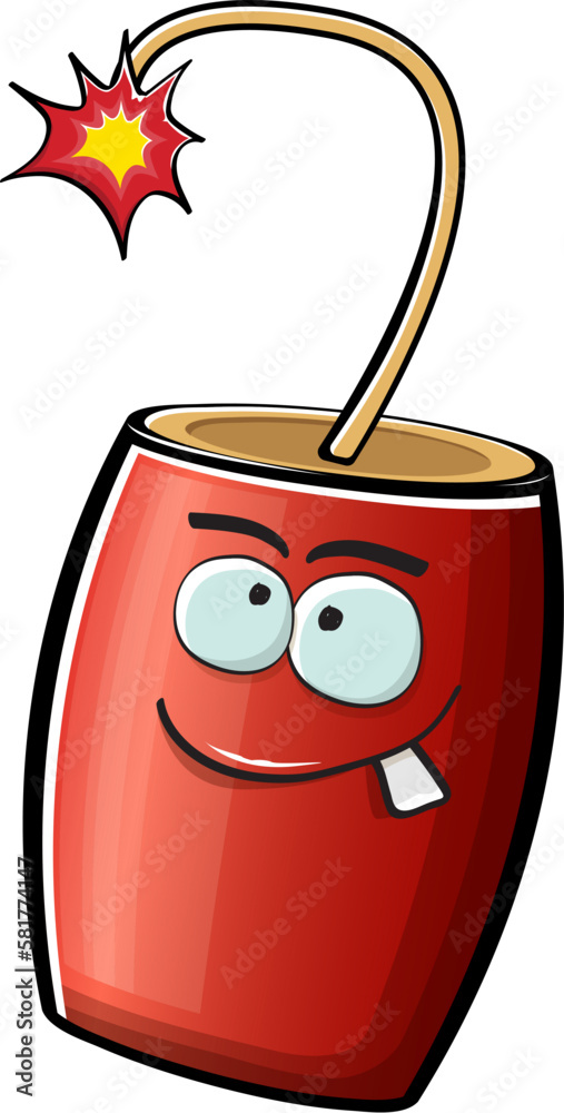 Cartoon burning dynamite characters isolated on white background. Funky ...