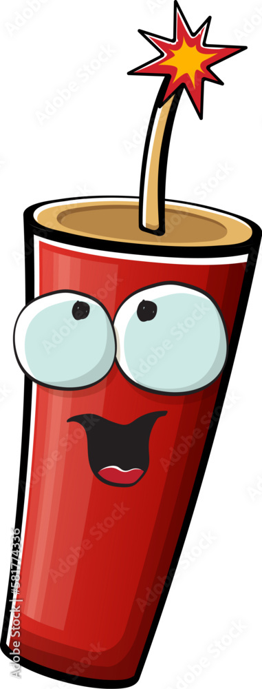 Cartoon burning dynamite characters isolated on white background. Funky ...