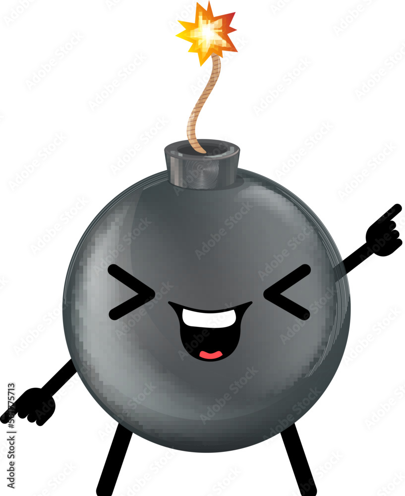 Cartoon retro bomb characters isolated on white background. Funky tiny ...