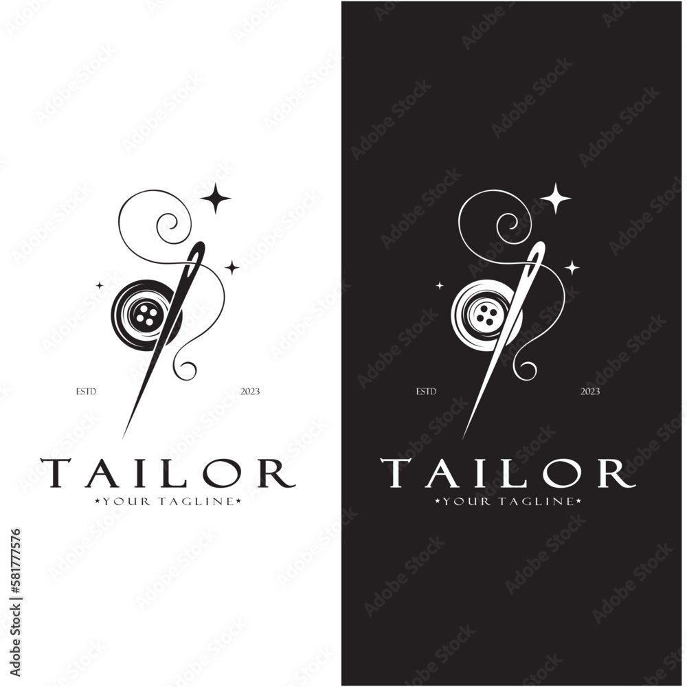 tailor logo icon illustration template combination of buttons for ...