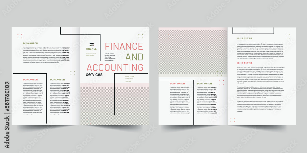 Finance and Accounting bifold brochure template. A clean, modern, and ...