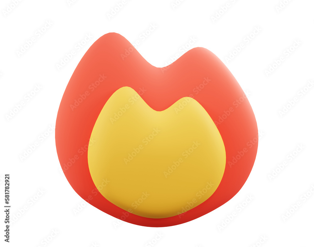 "Ember icon minimal 3d render" is a 3D rendered icon of a burning ember ...