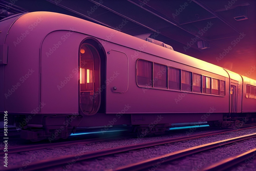 sun-drenched ious coupe in polar express train. Generative AI Stock ...