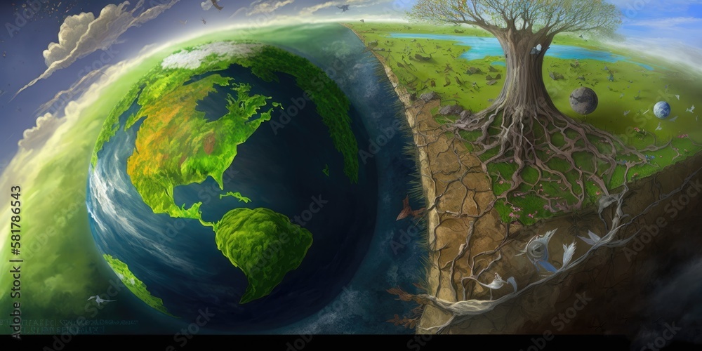 Concept art depicting the world and environment, suitable for use in ...