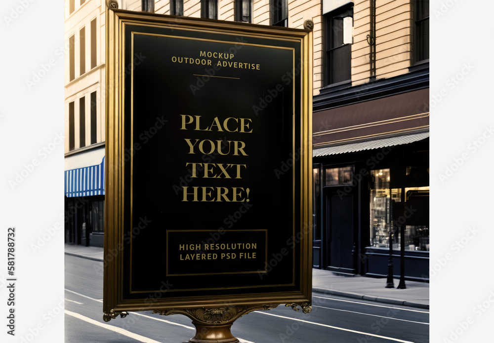 A Large Advertisement Table Mockup With A Sign Template On The Old ...