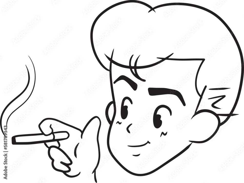 Man smoking cartoon doodle kawaii anime coloring page cute illustration ...