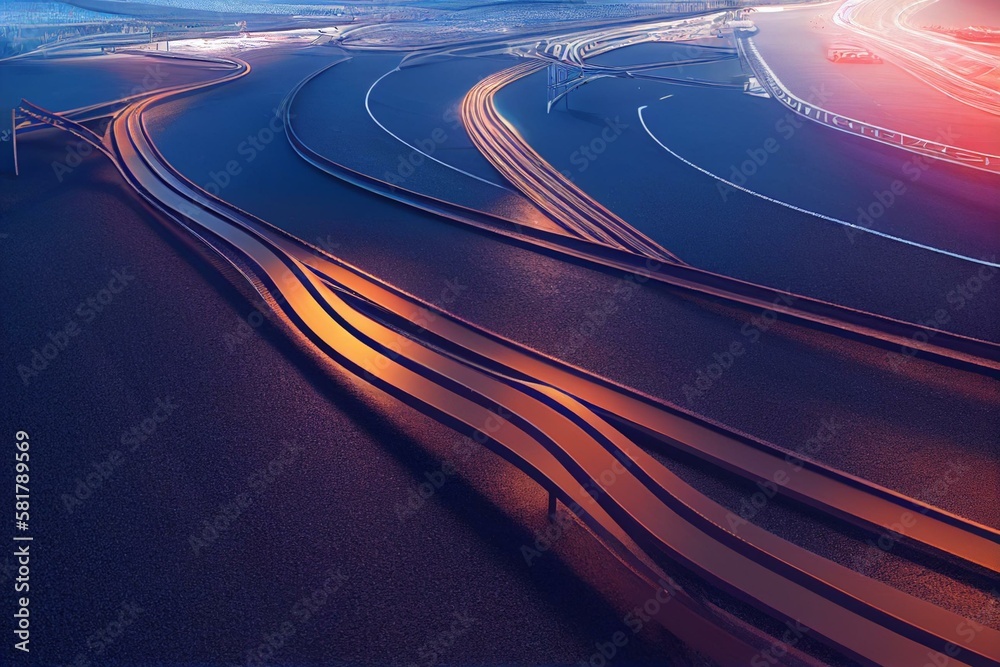 Illustration of a racetrack finish straight road in a background of ...