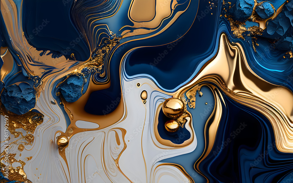 Swirl of blue gold marble abstract background, Liquid marble design ...