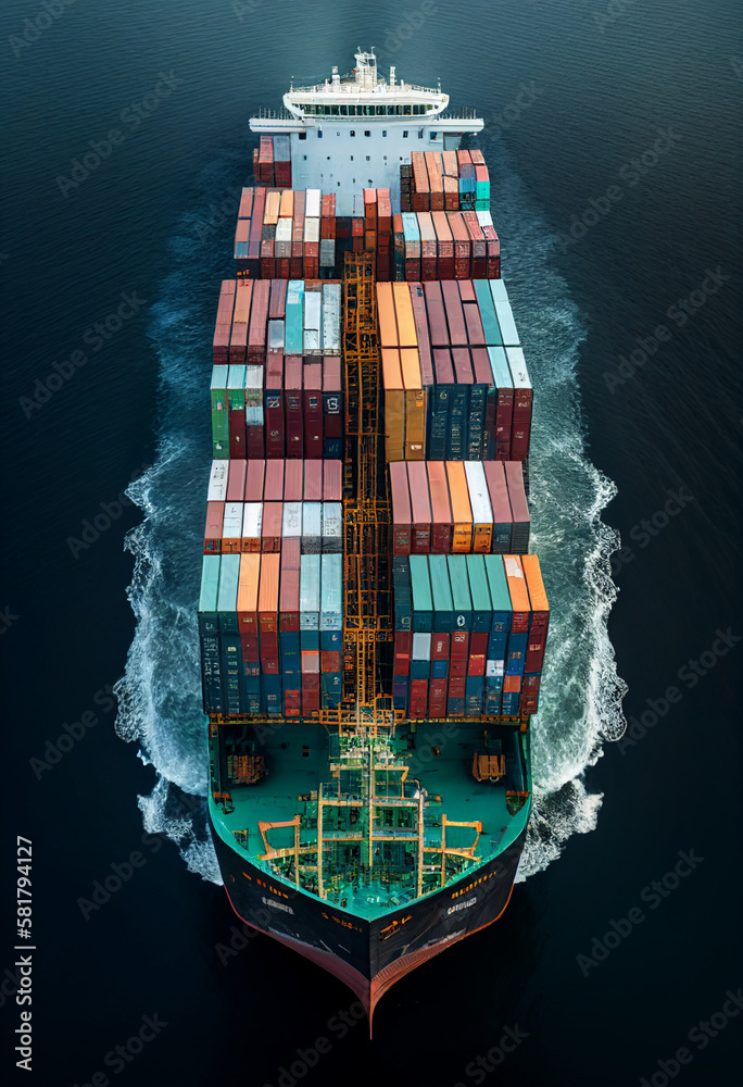 Navio de carga containers cargueiro gestão da cadeia de abastecimento IA Generativa Stock ...