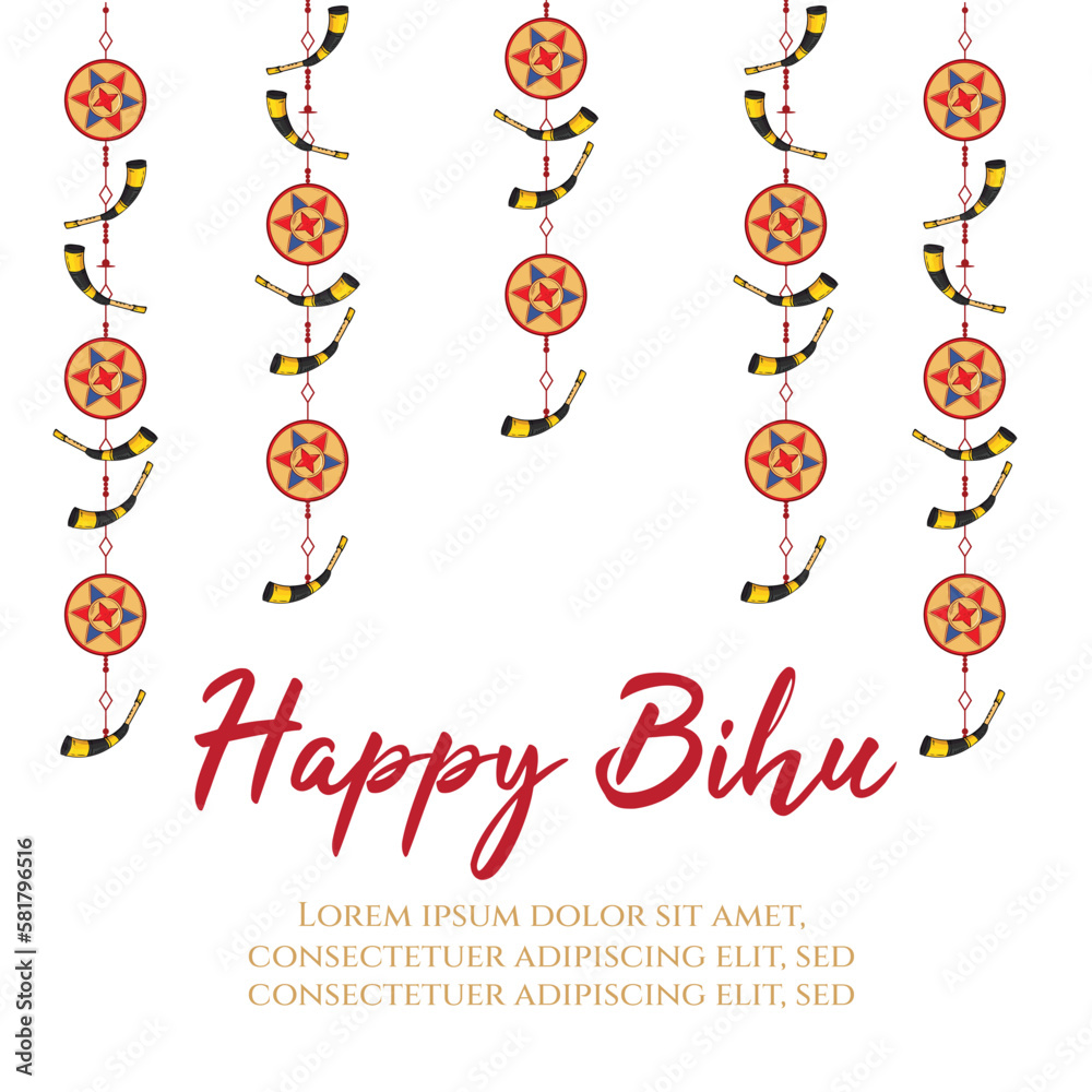 Vetor de assam festival bihu greeting. happy bihu wish card or poster ...