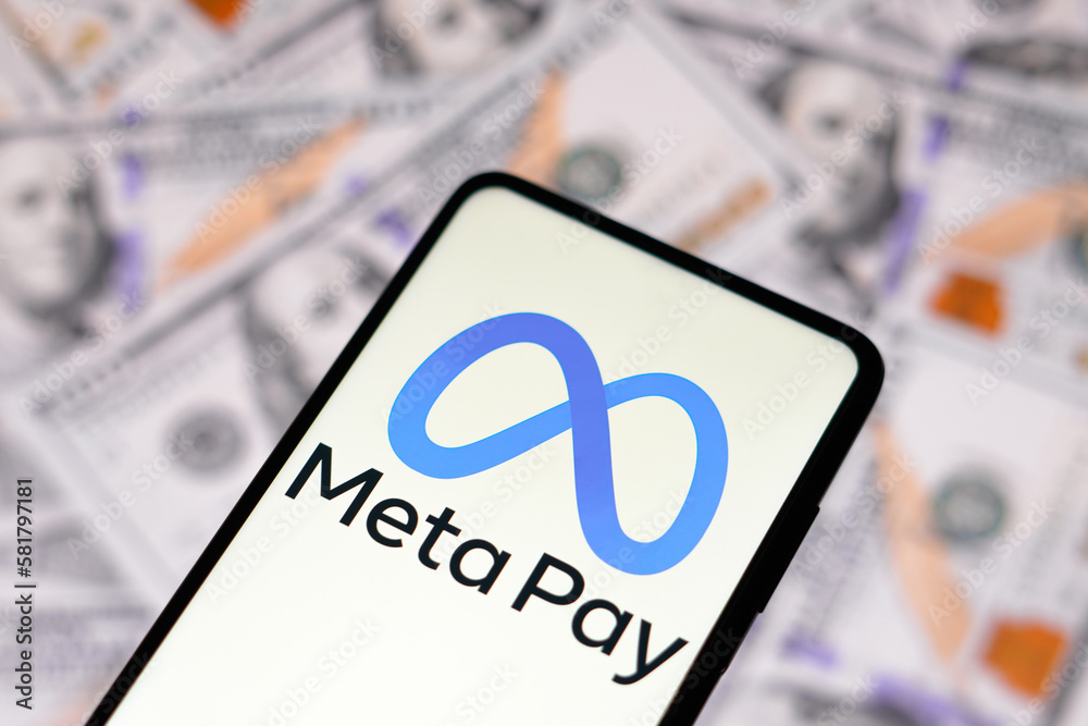 March 16, 2023, Brazil. In this photo illustration the Meta Pay logo ...