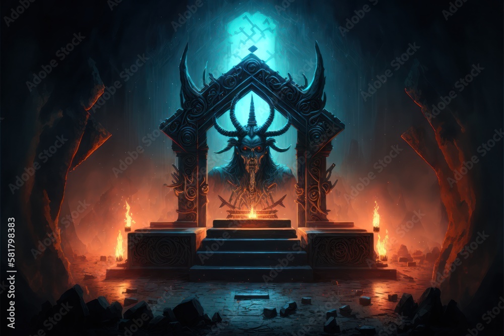 Eerie and Spooky Cultist Altar to an Evil Entity or God, Concept Art ...