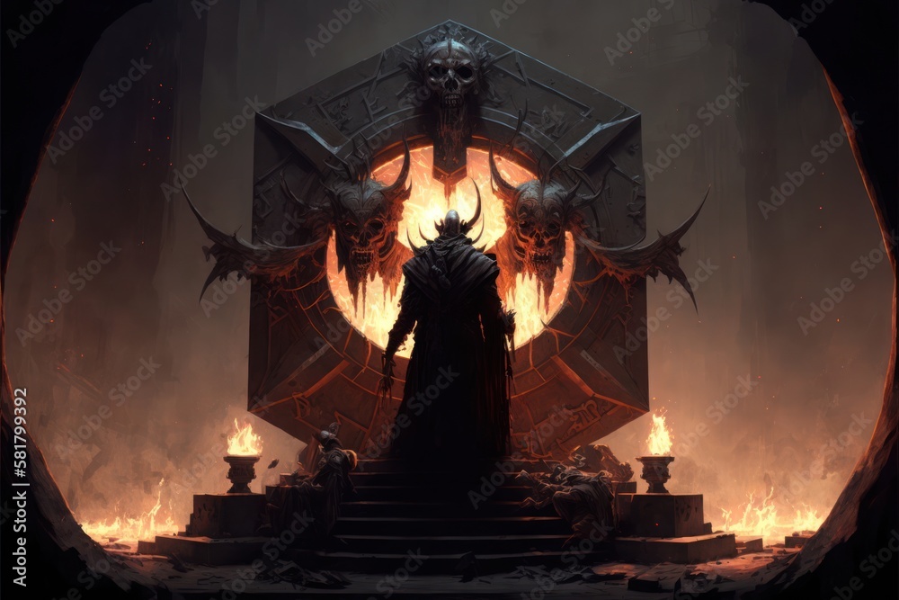 Eerie and Spooky Cultist Altar to an Evil Entity or God, Concept Art ...