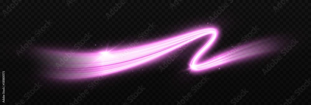 Luxury dynamic motion lines effect. Pink curve wave with shiny effect ...