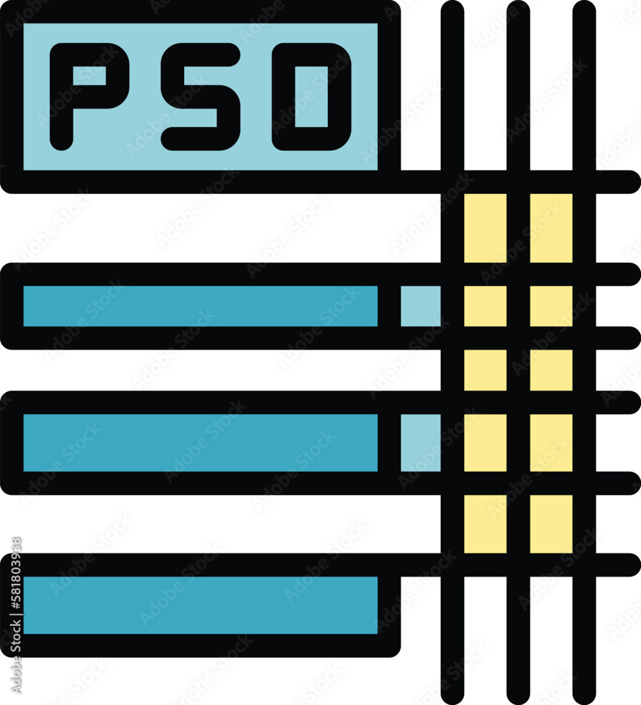 Psd file icon. Outline psd file vector icon for web design isolated on ...