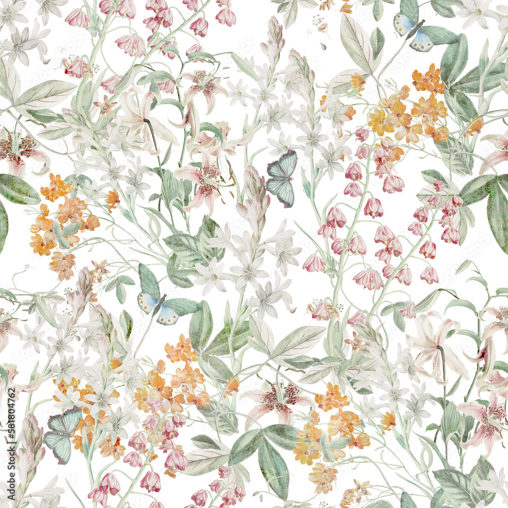 Subtle Spring Wall. Decorative seamless pattern. Repeating background ...