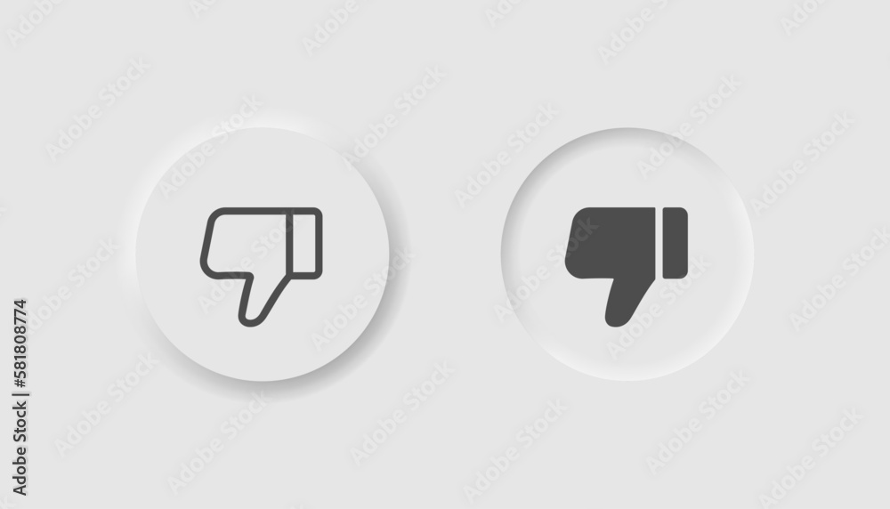 Hand dislike icon in neumorphism style. Icons for business, white UI ...