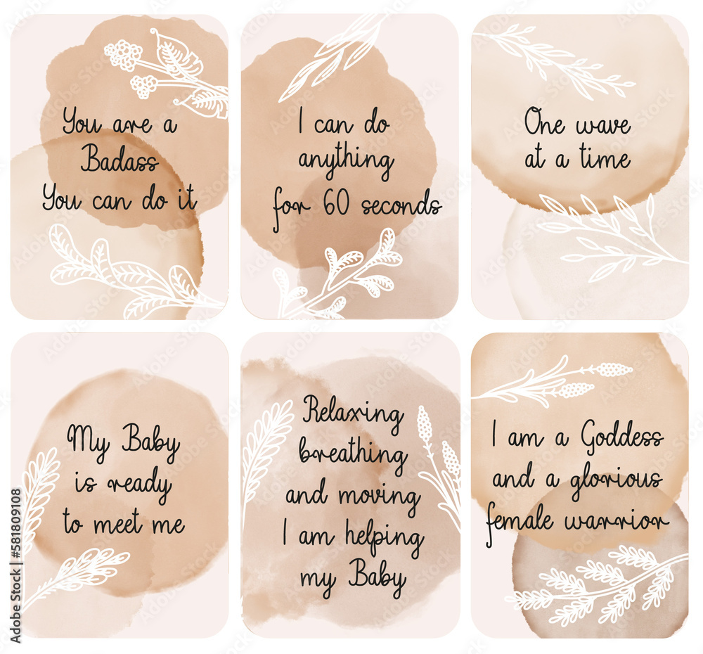 Beautiful Boho Beige Set of Positive Birth Affirmations cards, ready to ...
