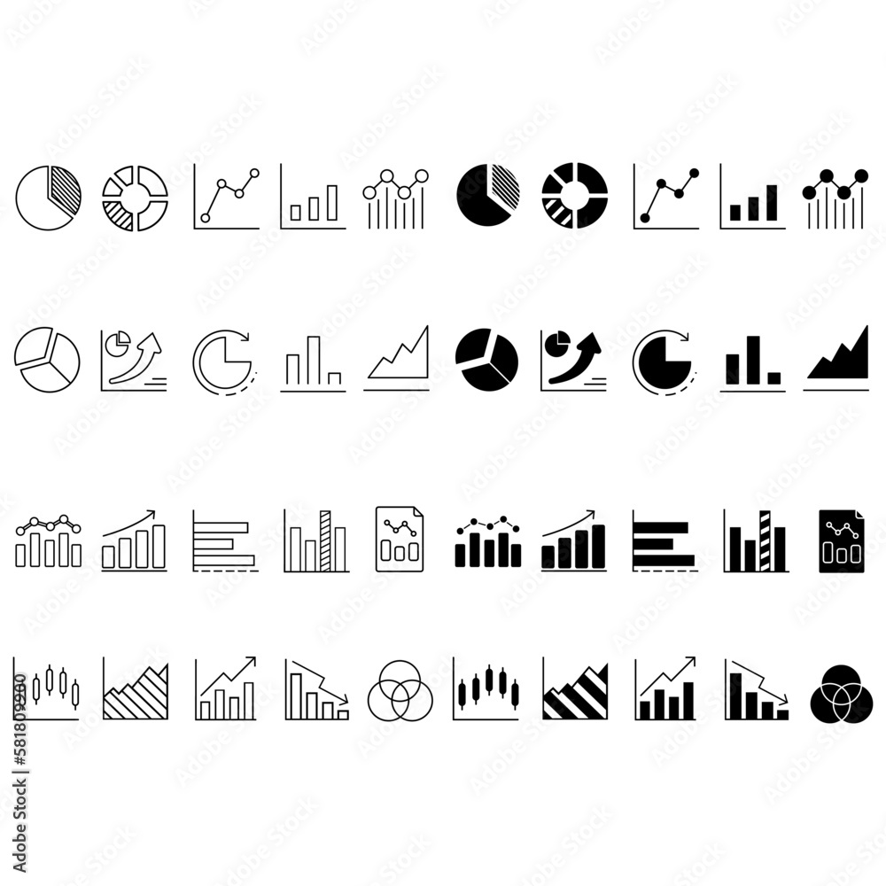 Chart icon vector set. schedule illustration sign collection. diagram ...