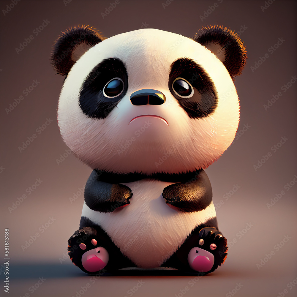 Realistic Cute Panda Character Stock Illustration | Adobe Stock