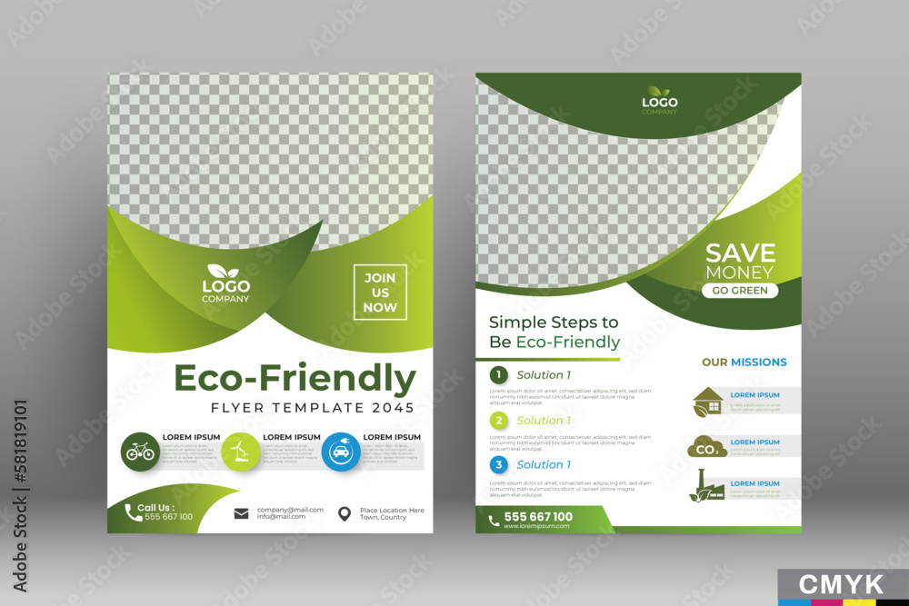 Green eco flyer, poster, brochure, magazine, annual report, booklet ...