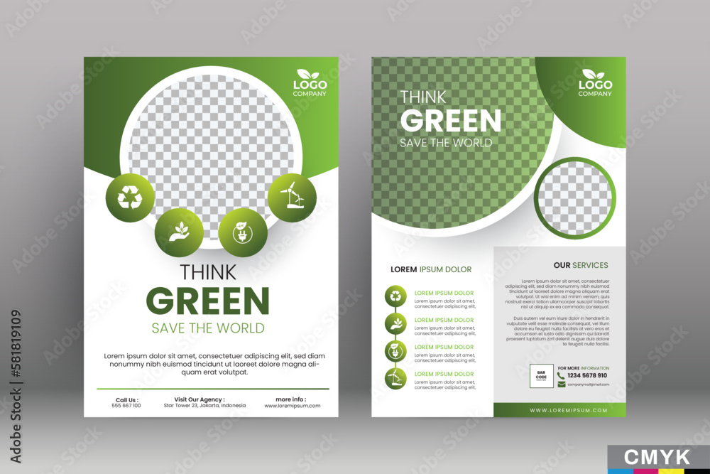 Green eco flyer, poster, brochure, magazine, annual report, booklet ...