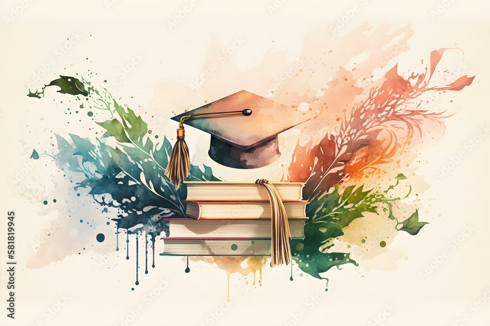 Graduation background with graduation hat Stock Illustration | Adobe Stock