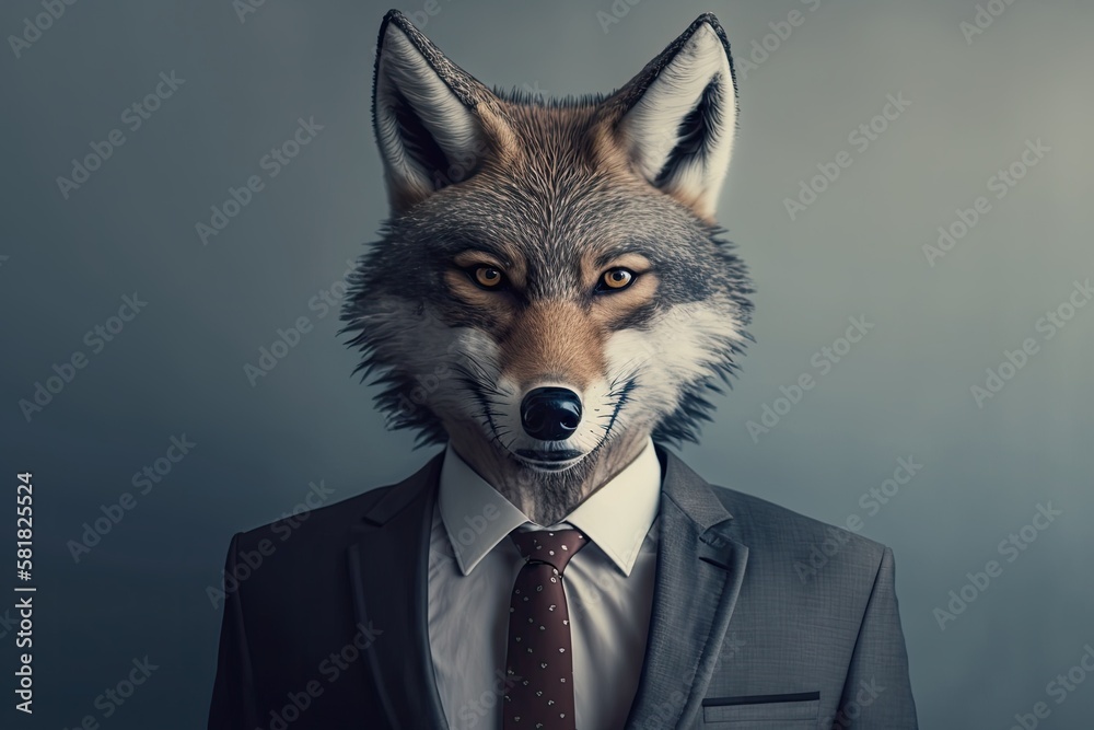 Job-Ready Wolf in a Business Suit: A Cool & Creative Portrait ...