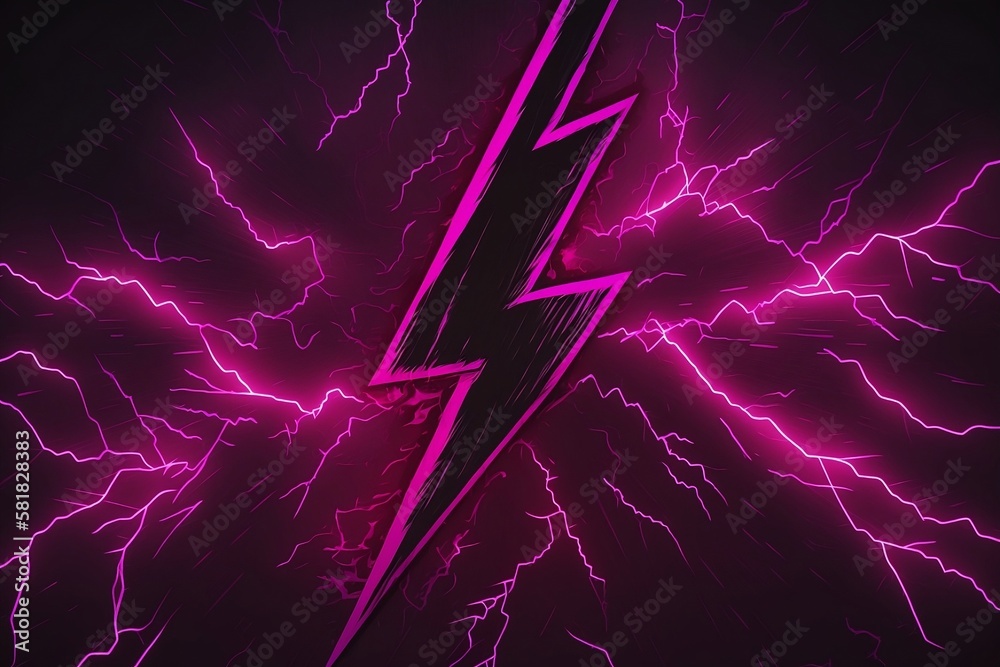 Neon pink lightning bolt logo/emblem, aspect ratio 3:2 Stock ...