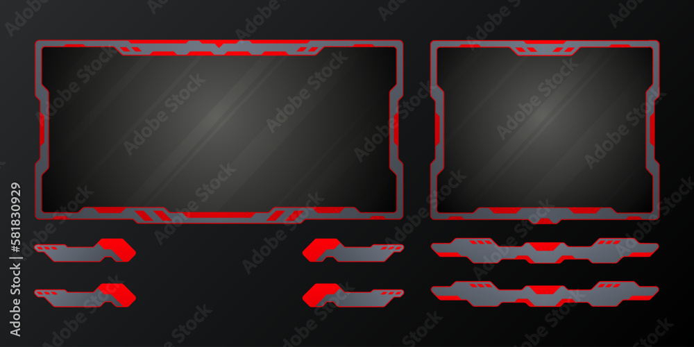 Vetor de Abstract red border live stream overlay game interface screen ...