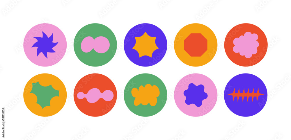 Vector set of different geometric shapes and elements. Brutalist design ...