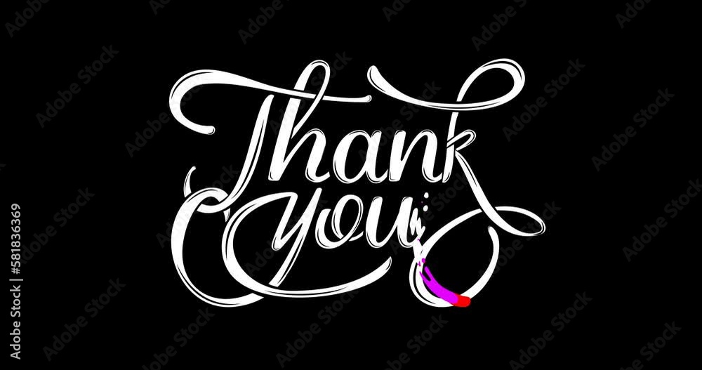 Thank you animation. Handwriting Animated in white color on the black ...
