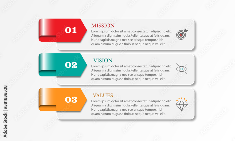 mision,vision,values,graphic design template.with option. Stock Vector ...