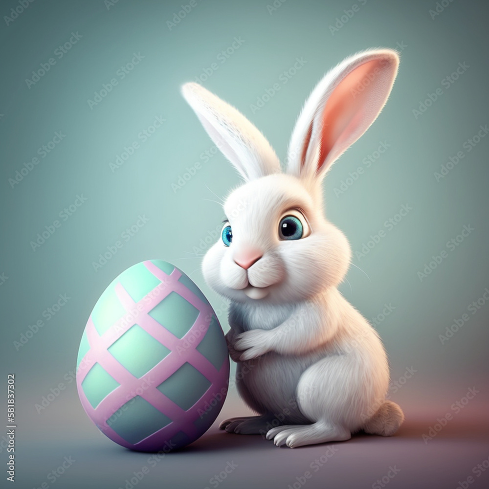 cute easter bunny and egg Stock Illustration | Adobe Stock