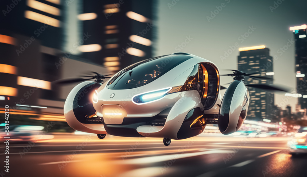 Passenger Autonomous Aerial Vehicle AAV. Future of urban air mobility ...