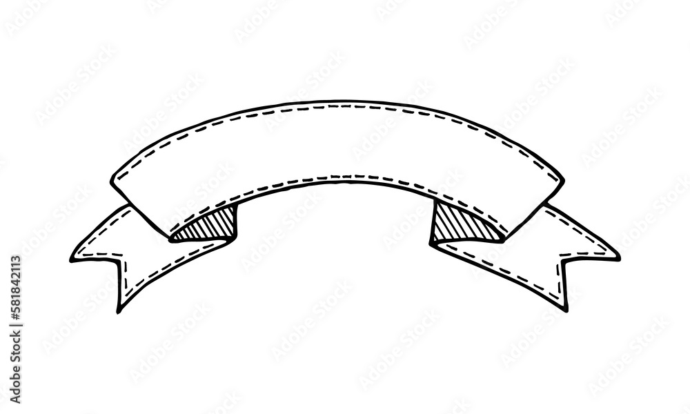 Handdrawn banner scroll symbol, hand painted with thin line. Png ...