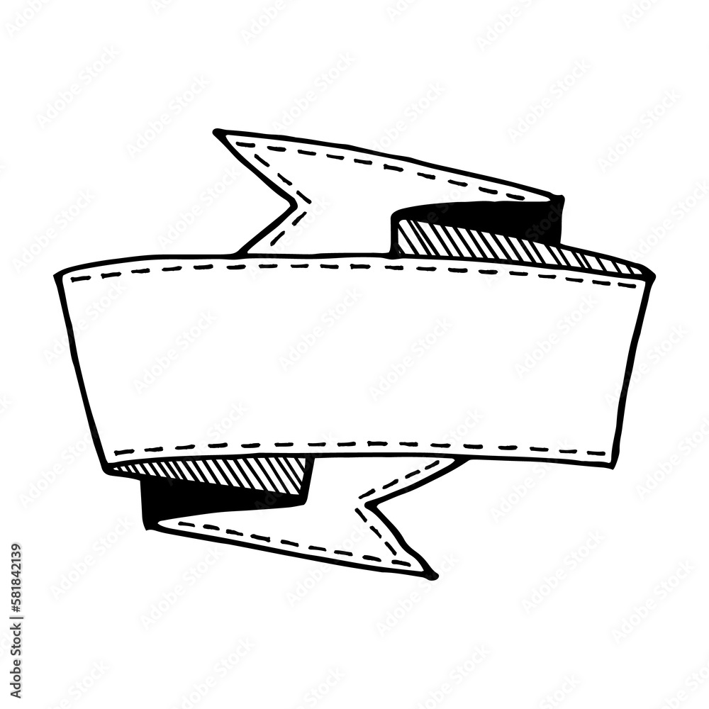 Handdrawn banner scroll symbol, hand painted with thin line. Png ...