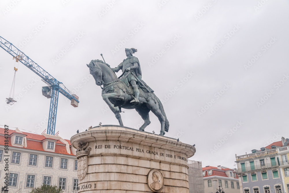 Lisbon, Portugal - December 5, 2022: Statue of King John I (Estatua de ...