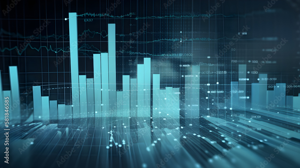 Data visualization, digital information, candle stick chart, economic ...