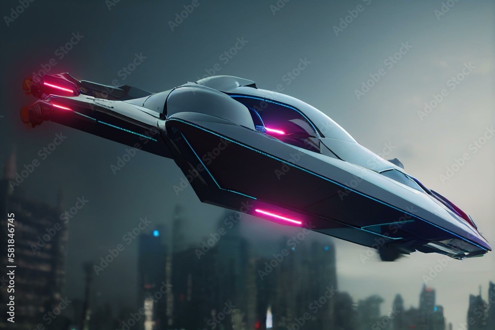 Cyberpunk flying car. Ai generated. Generative AI Stock Illustration ...