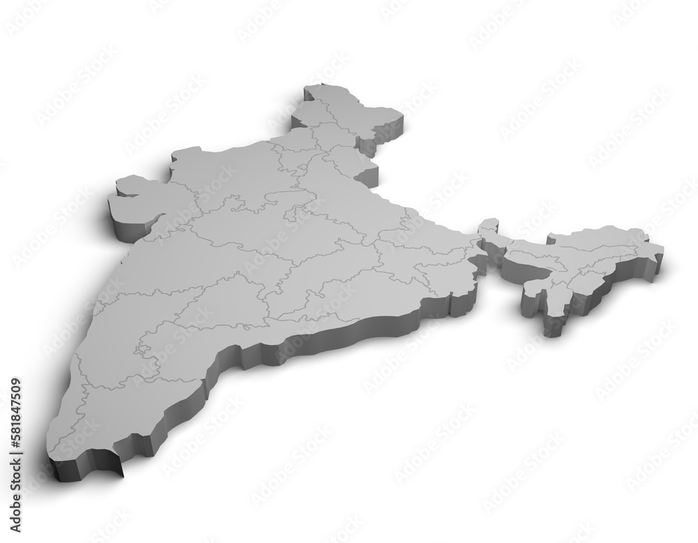 3d India map illustration white background isolate Stock Illustration ...