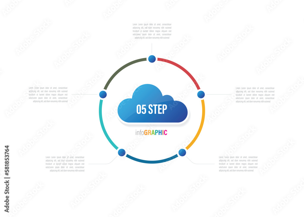 cloud computing infographics. Vector circle pie chart with 3, 4, 5, 6, 7, 8, 9, 10 steps ...