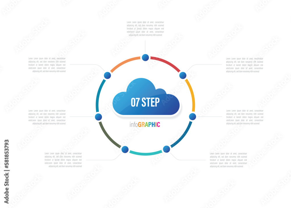 cloud computing infographics. Vector circle pie chart with 3, 4, 5, 6, 7, 8, 9, 10 steps ...