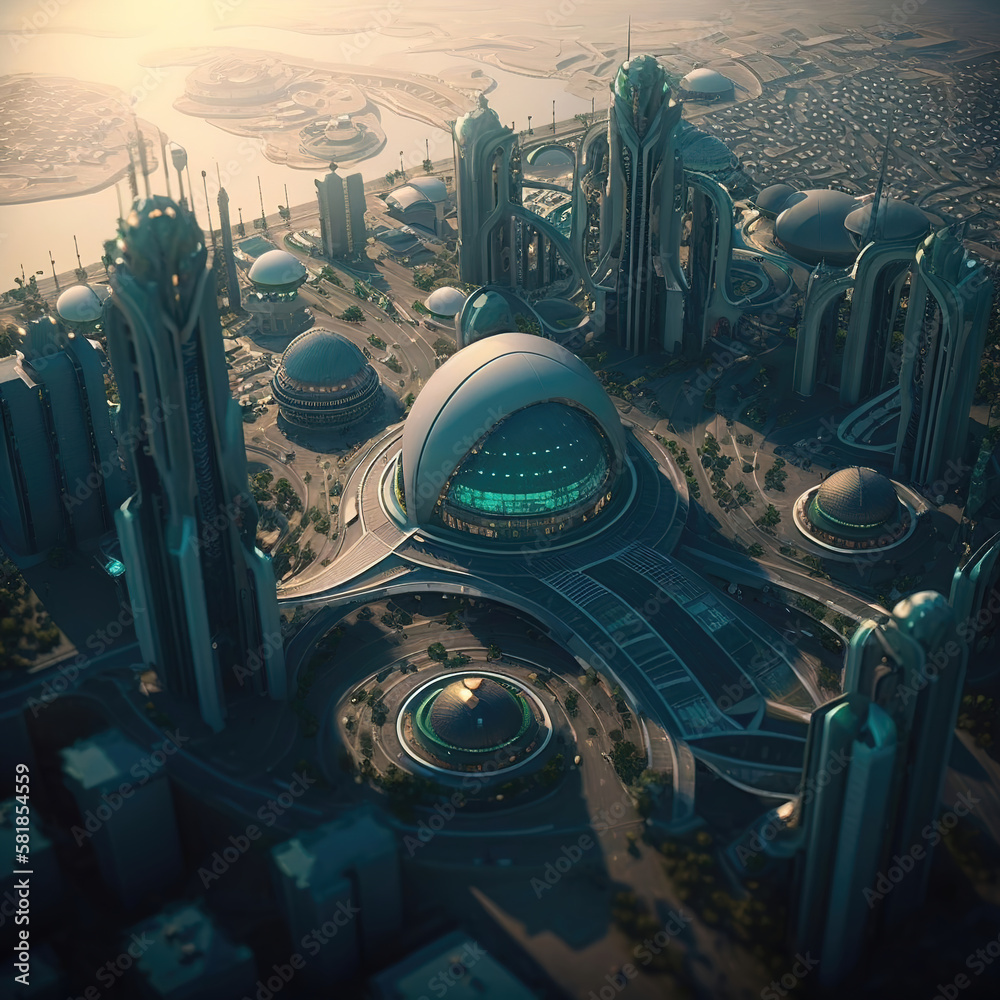 Futuristic City - Urban Utopia: Towering Skyscrapers and a Unique Round ...
