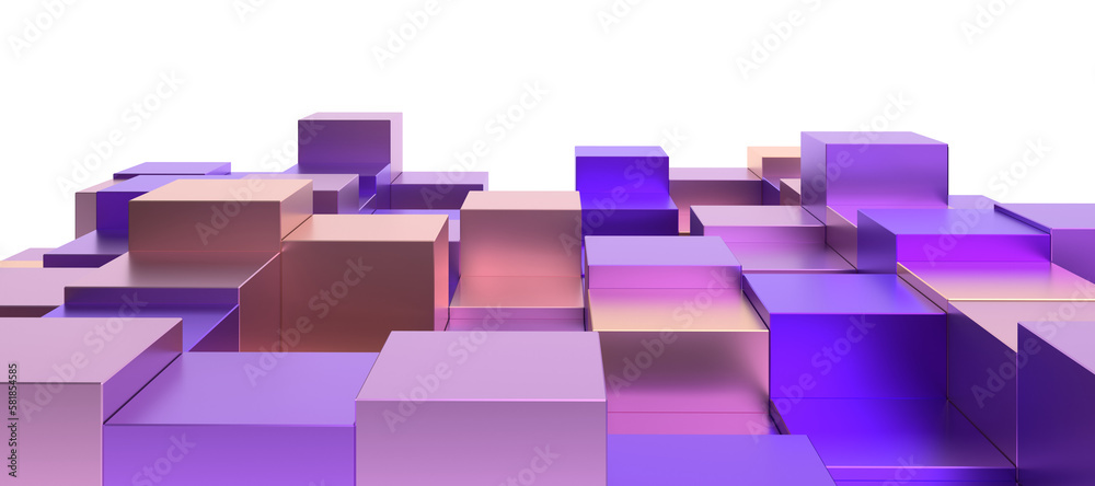 Purple cubes, 3d render Stock Illustration | Adobe Stock