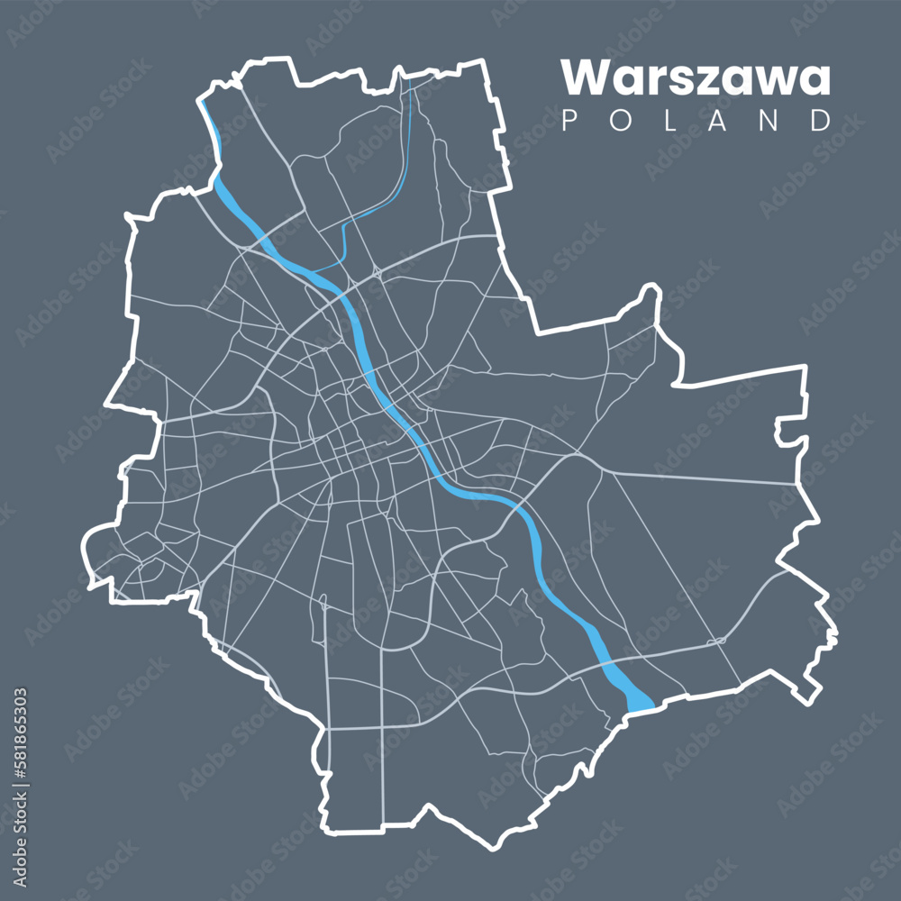 Detailed map of Warsaw - the capital of Poland - Urban borders map ...